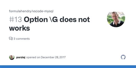 Option G Does Not Works Issue Formulahendry Vscode Mysql GitHub