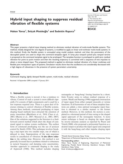 Pdf Hybrid Input Shaping To Suppress Residual Vibration Of Flexible