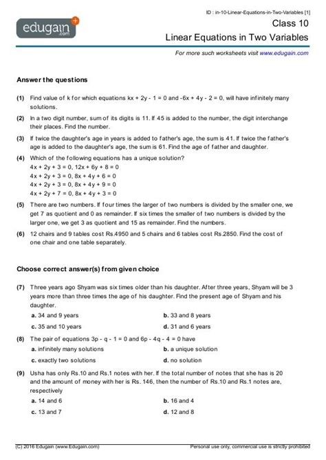 Equations With Variables Worksheets Worksheets Master