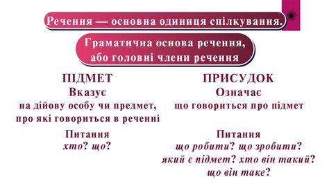 Презентація Речення його граматична основа підмет і присудок Речення з одним головним членом