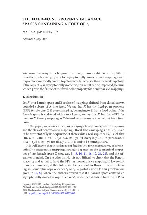 Pdf The Fixed Point Property In Banach Spaces Containing A Copy Of C0