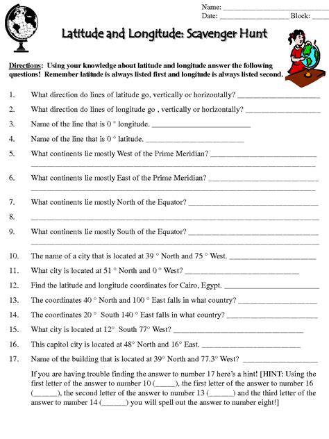 Answer Key Latitude And Longitude Worksheet Answers Printable Word Searches