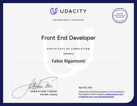 Fabio Rigamonti On Linkedin Im Happy To Share That Ive Obtained A New Certification Front End…