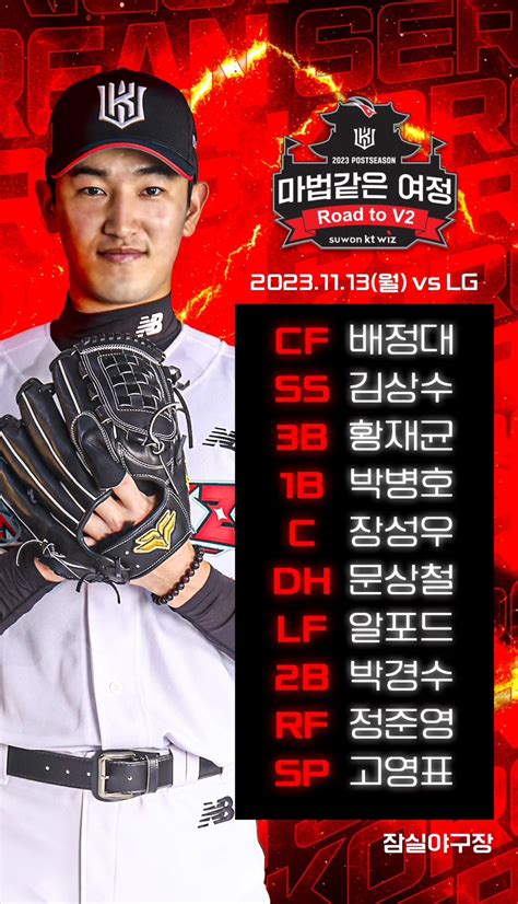 10번째 심장 Kt 위즈 코시 5차전 라인업 Daum 카페