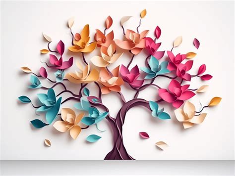 다채로운 잎으로 만든 종이 접기 꽃 3d 아트 꽃잎 Png 일러스트 및 이미지 에 대한 무료 다운로드 Pngtree