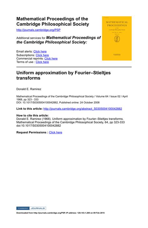 Pdf Uniform Approximation By Fourierstieltjes Transforms