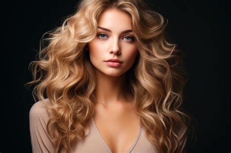 Woman With Long Blonde Hair And Blue Eyes Is Posing For Picture