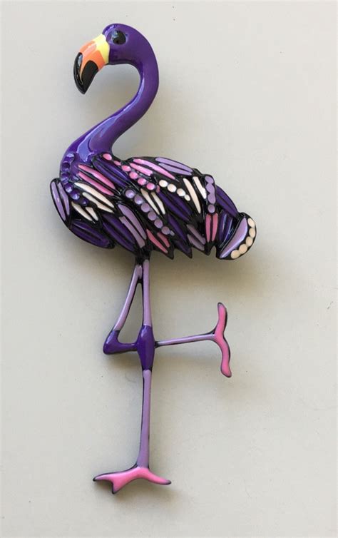 Unique Vintage Style Flamingo Brooch Etsy