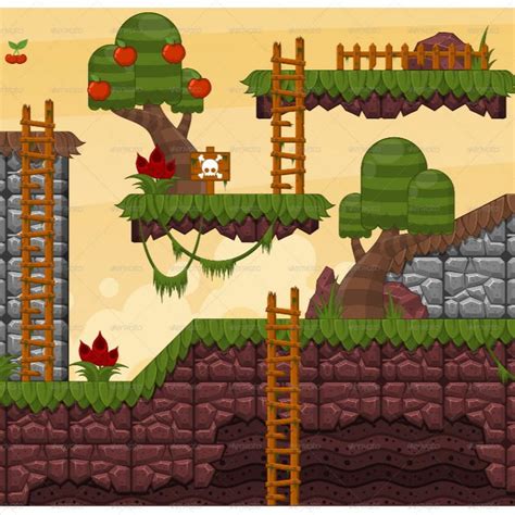 Platformer Game Tile Set 6 Game Character Design Games Vector Game