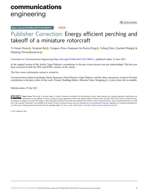 Pdf Publisher Correction Energy Efficient Perching And Takeoff Of A Miniature Rotorcraft