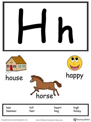 Free Letter H Alphabet Flash Cards For Preschoolers Myteachingstation Com