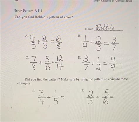 Identifying Error Patterns In Computation Error Chegg