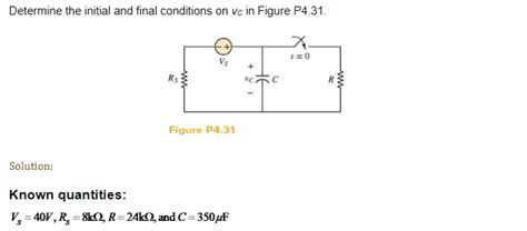 SOLVED Determine The Initial And Final Conditions On Vc Determine The Initial And Final