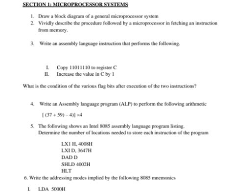 SECTION 1 MICROPROCESSOR SYSTEMS 1 Draw A StudyX
