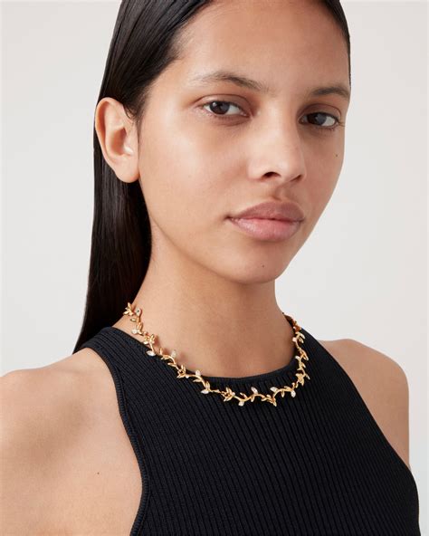 Mulberry Leaf Necklace Gold Mixed Material Women Mulberry