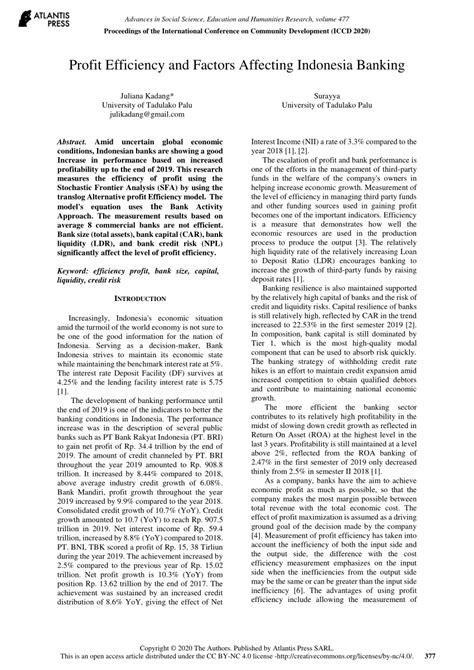 Pdf Profit Efficiency And Factors Affecting Indonesia Banking