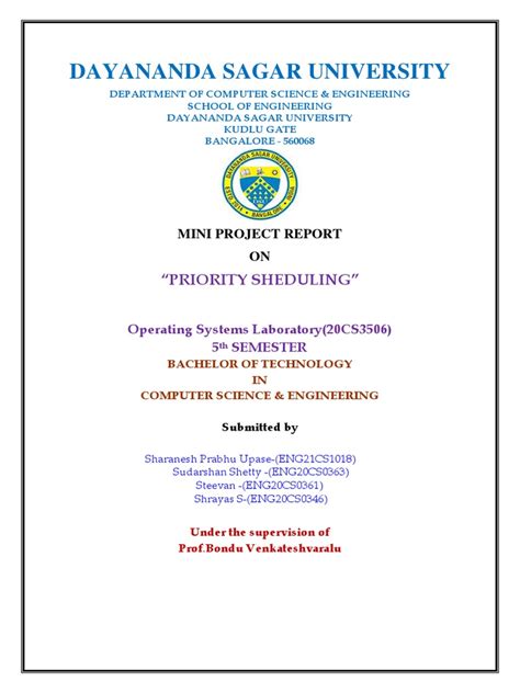 Os Mini Project Report Finalized Pdf Scheduling Computing Class