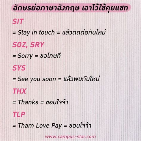อักษรย่อภาษาอังกฤษ เอาไว้ใช้คุยแชท ที่วัยรุ่นควรรู้จัก กว่า 68 คำ Artofit