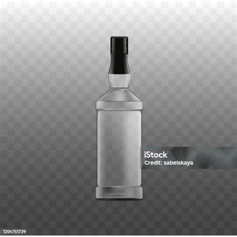 라벨없이 보드카의 현실적인 투명 유리 병 고립 된 빈 모형 0명에 대한 스톡 벡터 아트 및 기타 이미지 0명 3차원 형태 검은색 Istock
