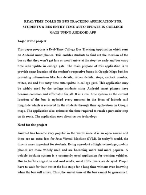 Proposal Real Time College Bus Tracking Application Pdf Bus