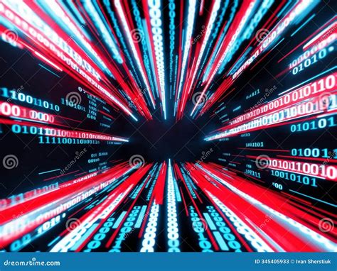 Digital Binary Code Background With Red And Blue Data Stock Image