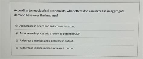 Solved According To Neoclassical Economists What Effect