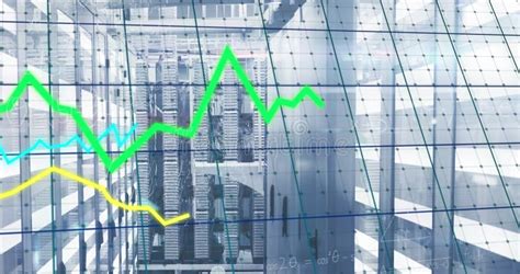 Image Of Mathematical Equations And Graphs Over Grid Network Against Computer Server Room Stock