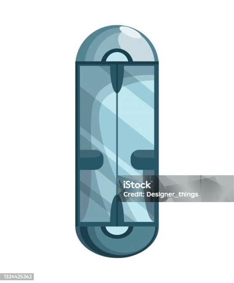 만화 스타일의 메커니즘을 들어 올립니다 유리와 금속으로 만든 현대적인 엘리베이터 기계식 리프트의 오두막 만화 현대 집 인테리어 요소 강철에 대한 스톡 벡터 아트 및 기타