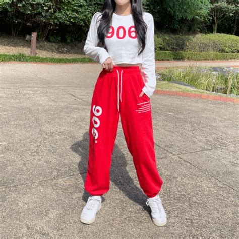 906 트레이닝복 세트 크롭 긴팔 티셔츠레터링 조거 팬츠 에이블리