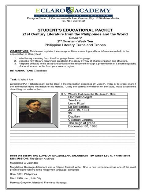 Learning Packet Week 10 Pdf Writers Essays