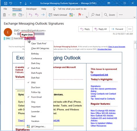 Outlook Categories Flags And Imap Accounts
