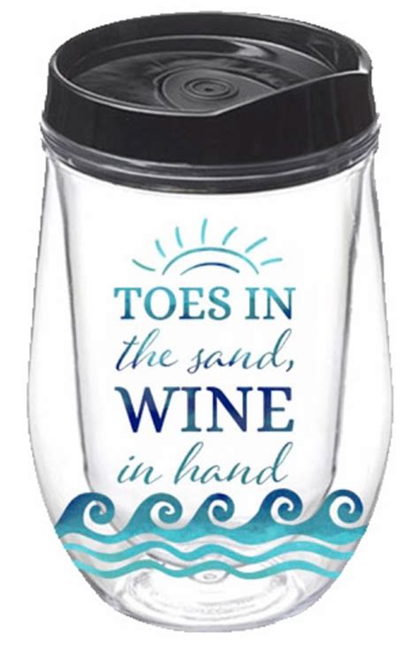 10 Oz Toes In The Sand Stemless Insulated Wine Glass Wilford And Lee Home Accents