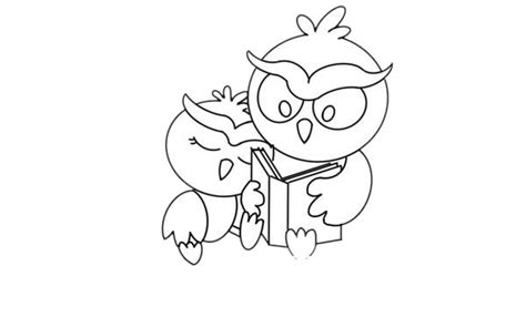 猫头鹰妈妈和宝宝卡通简笔画画法步骤步骤图片 毛毛简笔画