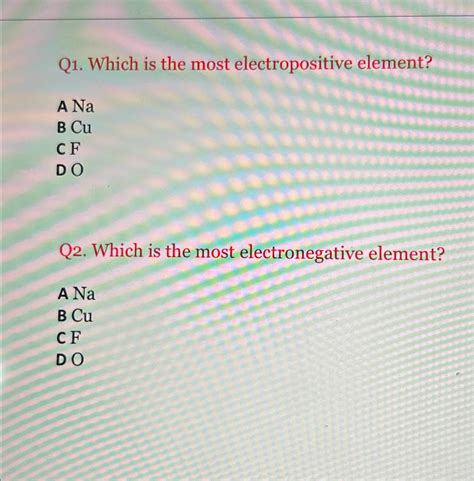 Solved Q1 ﻿which Is The Most Electropositive Elementanab