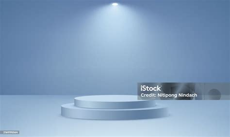 빈 회색 스튜디오 방 배경 연단과 함께 회색과 파란색 배경 벡터 3d 벡터 일러스트 레이 션 0명에 대한 스톡 벡터 아트 및 기타 이미지 Istock