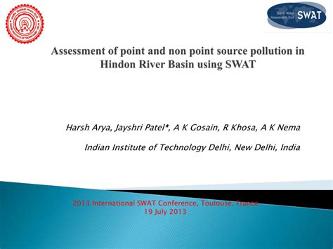 Pdf Assessment Of Point And Non Point Source Pollution In Hindon River Basin Using Swat