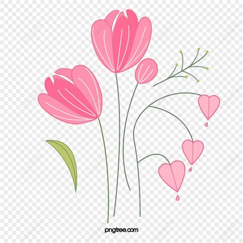 벡터 핑크 튤립 일러스트 Png 일러스트 무료 다운로드 Lovepik