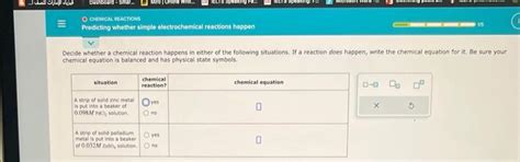 Solved Decide Whether A Chemical Reaction Happens In Either
