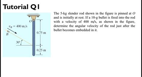 Tutorial Qi The 5 Kg Slender Rod Shown In The Figure Is Pinned At O And