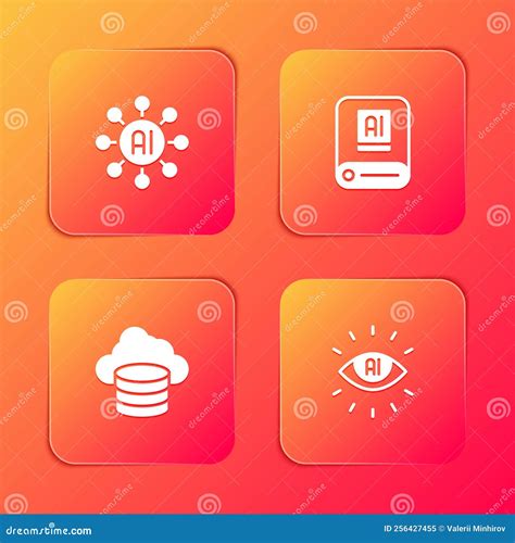 Set Neural Network Artificial Intelligence Ai Cloud Database And Icon