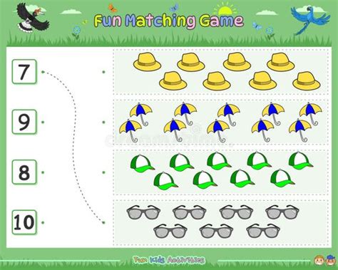 Fun Matching Game Counting The Objects Part Two Stock Vector