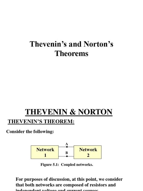 Thevenins Nortons Theorem Pdf Electrical Network Electronic