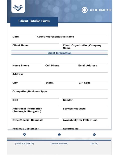 Free Printable Client Intake Form Templates [word Pdf Excel] Example
