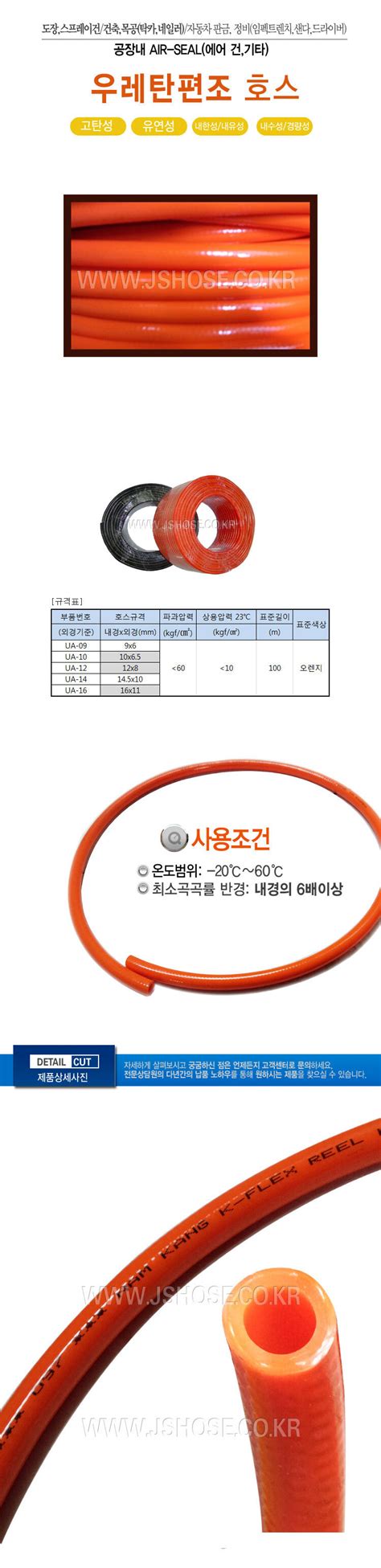 우레탄편조호스 12mmx8mmx100m 에어호스