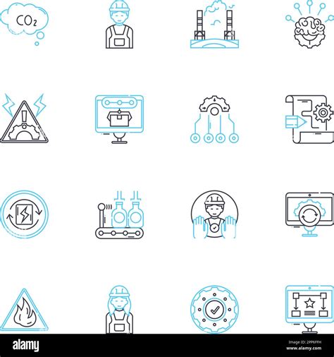 technological workshop linear icons set innovation creativity coding robotics design