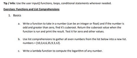 Solved Tip Info Use The User Input Functions Loops