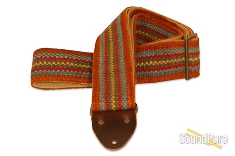 Original Fuzz Handwoven Peruvian Guitar Strap Rust Stripes Reverb