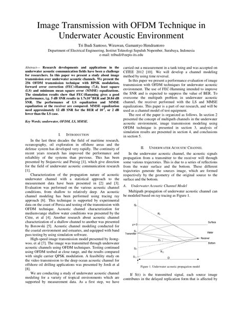 Pdf Image Transmission With Ofdm Technique In Underwater Acoustic Environment