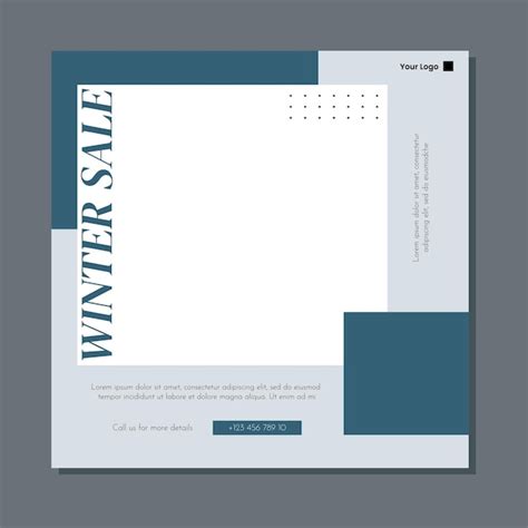겨울 세일 소셜 미디어 포스트 디자인 소셜 미디어 배너 디자인 프리미엄 벡터