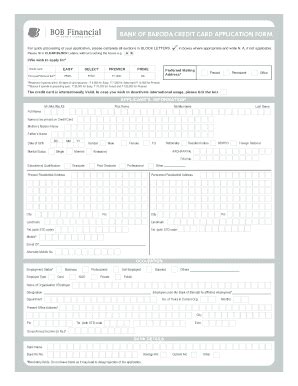 BOBCARDS Application Form Credit Card BOB Financial Fill And Sign Printable Template Online